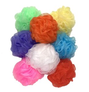 kids bath sponges, small mesh loofah colorful shower sponges exfoliating travel loofah pack of 8