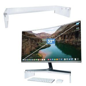 mammoth duraclear acrylic monitor stand riser - 3.5" elevation and 20" wide computer monitor stand - elevate monitor & organize your workspace