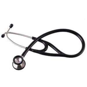 stethoscope cardiology stainless steel ' a' shape tube stethoscope/suitable for cardiac auscultation, black tube, soft ear-tip. one diaphragm and two black earplugs