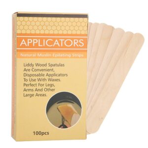 wax applicator sticks, 100pcs wooden disposable epilation wax tool wax waxing wood body hair removal sticks applicator wax spatulas applicator for mask hair remove cream ice cream stick