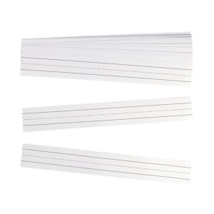 fun express 100 sentence strips for classroom, 21½" x 3" wide-rule, thick paper ideal for handwriting practice, cardstock paper for teachers & offices