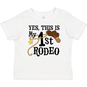 inktastic yes, this is my 1st rodeo- cowboy hat with red band, lasso baby t-shirt 12 months 0020 white 35614