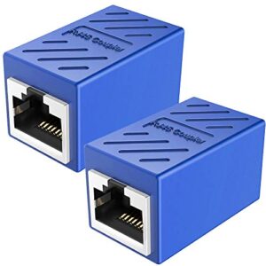 rj45 coupler, ethernet extension, pluspoe network connectors for cat7/cat6/cat5e/cat5 ethernet cable - network cable coupler female to female (blue, 2 pack)