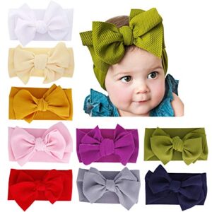 insowni 9 pack solid big bow stretchy headbands hair accessories for baby girls toddlers kids