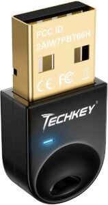 techkey usb bluetooth 4.0 adapter dongle for pc laptop computer desktop stereo music, skype call, keyboard, mouse, support all windows 10 8.1 8 7