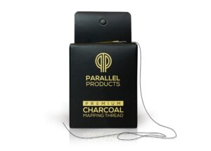 parallel products - premium eyebrow mapping string for microblading - pre-inked - 1 mm charcoal thread - essential brow microblading supplies - 15 meters per box