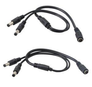 zdycgtime 2pack dc power female to male splitter adapter cable 1 female to 2 male 5.5mm x 2.1mm dc power supply splitter cord for security cctv parking security cameras(1 to 2)