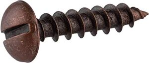 #6 x 5/8" antique copper round head slott drive wood screws - pack of 100 - self tapping screws for wood - rh9-sacq