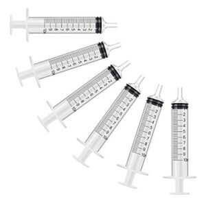 6 pack - 10ml plastic syringe with measurement, no needle suitable for refilling and measuring liquids, feeding pets, oil or glue applicator