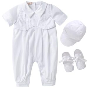 booulfi boys christening outfit 0-12 months baby boy baptism outfit short boys' christening clothing with hat shoes