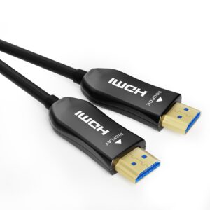 mavislink 4k fiber optic hdmi cable 50ft, high speed hdmi 2.0 cable, 18gbps, supports hdr, arc, directional fiber hdmi cord, compatible with ps5/blu-ray/tv box/hdtv/projector