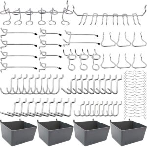 frimoony pegboard hooks assortment with pegboard bins, peg locks, for organizing various tools, 80 piece