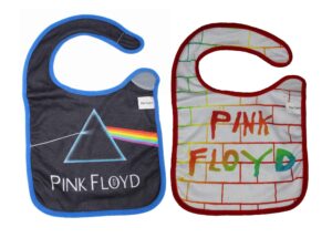 daphyls pink floyd dark side of the moon and the wall baby bib 2-pack extra soft, officially licensed, easy side closure, large size fits infant toddler and baby