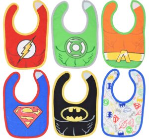 warner bros. justice league baby boys 6 pack bibs superman batman flash aquaman green lantern