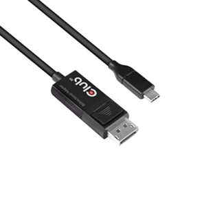 club3d cac-1557 usb type c to displayport 1.4 bi-directional cable with 8k 60hz, 4k 120hz hdr video support 1.8m-6ft m/m