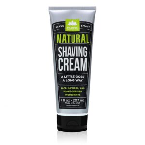 pacific shaving company natural shaving cream - shea butter + vitamin e shave cream for hydrated sensitive skin - clean formula for a smooth, anti-redness + irritation-free shave cream (7 oz)