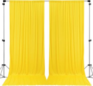 ak trading co. 10 feet x 8 feet ifr polyester backdrop drapes curtains panels with rod pockets - wedding ceremony party home window decorations - lemon yellow