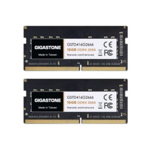 【ddr4 ram】 gigastone 32gb kit (2x16gb) ddr4 2666mhz (2400mhz or 2133mhz) pc4-21300 (pc4-19200/17000) cl19 1.2v sodimm 260 pin unbuffered non ecc high performance notebook laptop memory upgrade