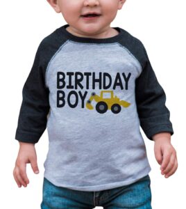 7 ate 9 apparel boy's birthday boy construction grey raglan tee 18 months