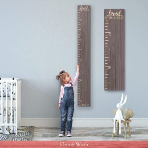 back40life wooden kids growth chart ruler for boys and girls (no tippy toes - loved beyond measure) (ebony wash)