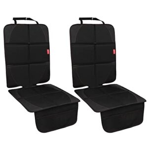 morrols car seat protector, 2 pack carseat protector with thick padding, baby/pets for child car seat-mesh pockets-waterproof-universal size(black)