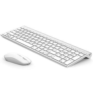 wireless keyboard mouse combo, j joyaccess 2.4g compact and sleek rechargeable keyboard and mouse for laptop,computer,windows,pc,desktop(silver)