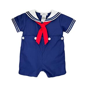 petit ami baby boys’ 2 piece nautical bobby suit with collar, 18 months, navy