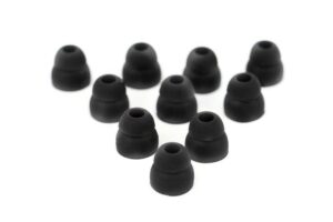 5 pairs of double flange replacement earbud tips fit powerbeats, lg, symphonized, ifrogz, mpow, skullcandy, panasonic headphones (black)