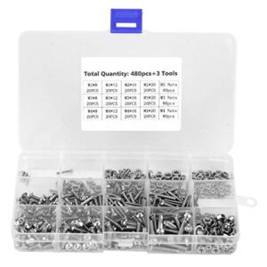 ochoos 480pcs/set m2 m3 m4 machine screws nuts set stainless steel fastener for laptop/hard disk/keyboard/phone/pc discount