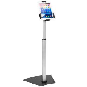 mount-it! anti-theft universal tablet floor stand kiosk – height adjustable tablet kiosk floor stand - locking tablet mount stand for ipad, galaxy, surface go & other 7.9"- 10.9" tablets