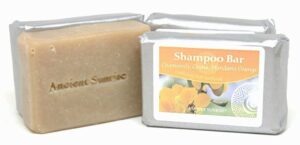 ancient sunrise shampoo bar- chamomile, cassia and manadrin orange - conditions and adds shine to dull hair -soothes dry scalp