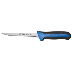 sof-tek, 6" boning knife, narrow, soft grip handle,silver/black/blue