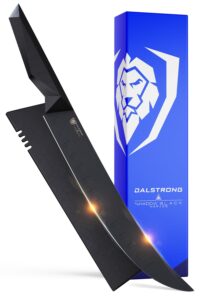 dalstrong butcher knife - 10 inch - shadow black series - black titanium nitride coated - high carbon 7cr17mov-x vacuum treated steel - breaking kitchen knife - sheath - slicing knife - nsf certified