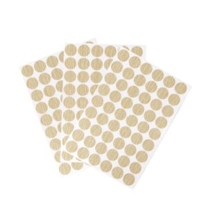 uxcell 3 sheet/162pcs screw hole cover stickers, 21mm dia pvc self adhesive covers caps dustproof for wood furniture cabinet shelf wardrobe, textured light khaki