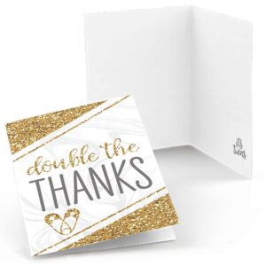 big dot of happiness it's twins - gold twins baby shower thank you cards (8 count)