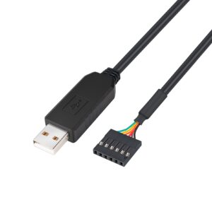 dtech usb to ttl serial 5v adapter cable with ftdi ft232rl chip 6 pin 0.1 inch pitch female socket header uart ic windows 11 10 8 7 linux mac os (6ft, black)