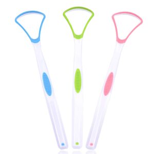 [soft silicon] 3pcs tongue scraper cleaner, oral scrapers, premium sweeper sets, bad breath cure tools, effective kits