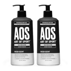 art of sport daily skin lotion, body lotion for dry skin, daily moisturizer repairs with shea butter, aloe vera, vitamin b and e, non-greasy feel, fresh scent 13.5 oz (pack of 2)