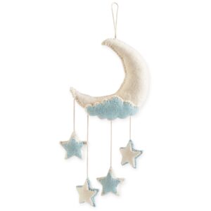 mud pie baby room nursery decor felt twinkle twinkle little star moon wall hanging 12000020 (blue), 17" x 8, 12000020b