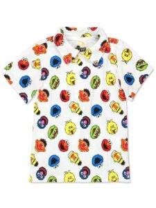 sesame street boys half button shirt for infant and toddler white/multi