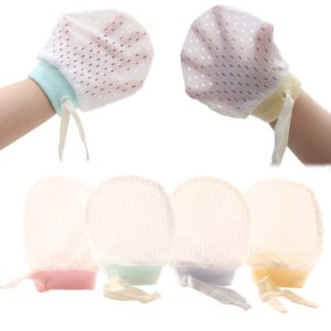 adeimoo baby boy girl no scratch silk cotton mittens mesh breathable drawstring gloves for newborn toddler infants 8 pack (eyelet mitten)