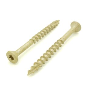 100 qty #8 x 2" inch tan fence & deck screws | torx star drive | bit included (bcp918)