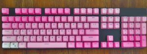 104 keys pbt gradient pink valentine keycap backlit keycaps ansi oem height key cap for cherry mx mechanical keyboard gaming (pink)