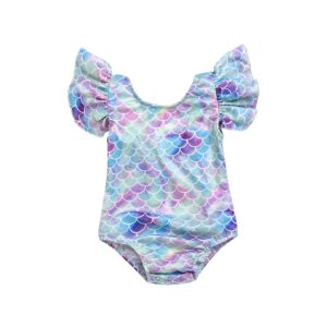 toddler girl baby ruffles mermaid fish scale swimsuit one piece swimwear bathing sunsuit (one piece, 18-24months)