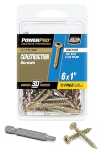 power pro premium interior construction screws (#6 x 1) - 100pc