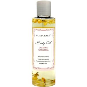 olivia care jasmine gardenia body oil vegan & natural oil for women | hydrating & moisturizing after bath oil - with vitamin e, k & omega fatty acids reduce dry skin - 4 oz