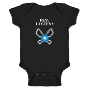 pop threads hey listen navi video gaming gamer infant bodysuit unisex baby girl boy clothes black 6m