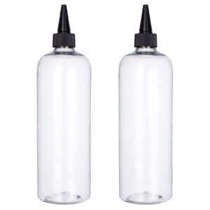 sdoot applicator bottle for hair, 16.9 ounce hair color applicator bottle 2 pack squeeze bottle transparent oil bottles for hair, pet plastic refillable bottles with twist top cap