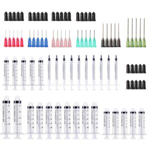 bstean 30 pack - 1ml, 3ml, 5ml,10ml, 20ml syringes with 14ga, 16ga,18ga, 20ga, 22ga and 25ga blunt tip needles and caps for refilling and measuring liquids, oil or glue applicator