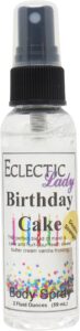 birthday cake body spray (double strength), 2 ounces, body mist for women with clean, light & gentle fragrance, long lasting perfume with comforting scent for men & women, cologne with soft, subtle